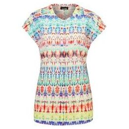 Kurzarmbluse GOLDNER "Kurzgr&ouml;&szlig;e Kurzarm Printbluse f&uuml;r Damen multicolor", Damen, Gr. 20, bunt (bunt, gemustert), Obermaterial: 100% Viskose CV., Sonstiges, Blusen, Kn&ouml;pfe