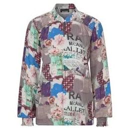 Schlupfbluse GOLDNER "Kurzgr&ouml;&szlig;e Leichte Printbluse mit Patchwork-Muster", Damen, Gr. 24, beige (stein, gemustert), Obermaterial: 100% Viskose CV., figurumspielend, Blusen Schlupfbluse, Modischer Patchdruck