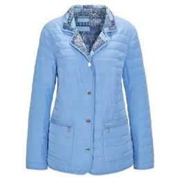 Steppjacke GOLDNER "Leichte Druck-Steppjacke zum wenden", Damen, Gr. 50, blau (riviera, gebl&uuml;mt), Obermaterial: 100% Polyester PES., figurumspielend, mit Aufschlag, Jacken Steppjacke, Jacke kann von 2 Seiten getragen werden