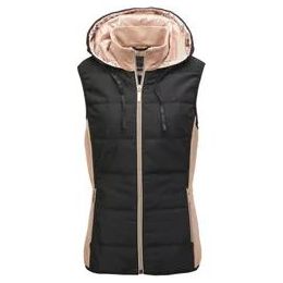 Kurzweste GOLDNER "Kurzgr&ouml;&szlig;e Sportive Weste mit vielen Details", Damen, Gr. 22, schwarz (schwarz, beige), Obermaterial: 68% Viskose CV. 27% Polyester PES. 5% Elasthan EL., figurumspielend, Westen, Mit stretchbequemen Jerseyeins&auml;tzen