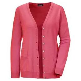 Strickjacke GOLDNER "Kurzgr&ouml;&szlig;e Uni Merino-Cardigan Langarm", Damen, Gr. 23, pink, Obermaterial: 100% Schurwolle WV., Basic, normal, V-Ausschnitt, Rippe, Strickjacken Strickjacke, Rippenb&uuml;ndchen
