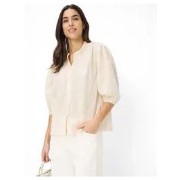 Shirtbluse Brax "Style VIV", Damen, Gr. 46, hellbeige, Web, 80% Baumwolle, 20% Polyester, V-Ausschnitt, Blusen