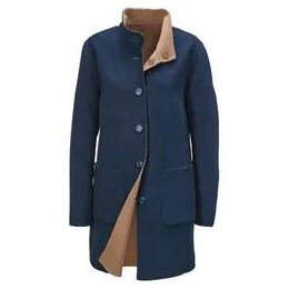 Langmantel GOLDNER "Eleganter Wollmantel mit Stehkragen", Damen, Gr. 44, braun (dunkelblau, camel, melange), Obermaterial: 50% Polyester PES. 50% Wolle WO., Sonstiges, M&auml;ntel, Ohne