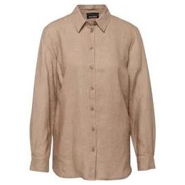 Langarmbluse GOLDNER "Kurzgr&ouml;&szlig;e Bequeme Damen Businessbluse", Damen, Gr. 24, beige (macchiato, melange), Obermaterial: 100% Leinen LI., normal, Sonstiges, Blusen, Ohne