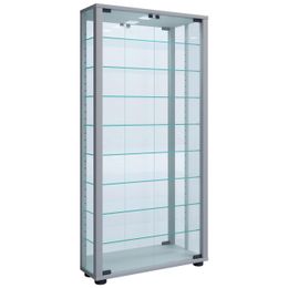 Vitrine Lumo mit LED ca. 59x115x18 cm Silber
