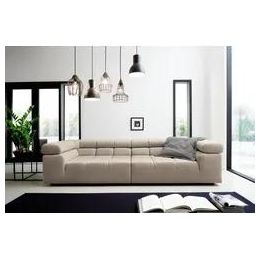 Big-Sofa Home Affaire "Ancona modern, elegant, bequem, viel Platz, B/T/H: 290/110/70 cm", grau (taupe), B:290cm H:70cm T:110cm, Sofas, Big-Sofa, auff&auml;llige Steppung, inkl. 2 Zierkissen und verstellbaren Kopfst&uuml;tzen