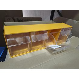 eurokraft basic Klappkasten-System, pastellgelb, Polystyrol, HxBxT 207 x 600 x 168 mm, 4 K&auml;sten