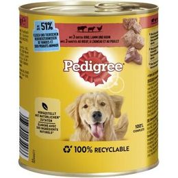 Pedigree Nassfutter Hund Adult, Classic 3 Sorten 12x800 g Rind, Lamm und Huhn