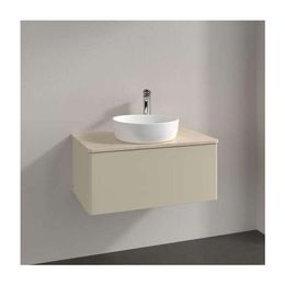 Villeroy & Boch Villeroy und Boch Antao Waschtisch-Unterschrank K30053HJ 80x36x50cm, Hahnloch, Waschbeckenplattenfarbe botticino, silk grey matt lacquer