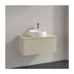 Villeroy & Boch Villeroy und Boch Antao Waschtisch-Unterschrank L30153HJ mit Beleuchtung, 1 Auszug, 800 x 360 x 500 mm, Front mit Struktur, Silk Grey Matt Lacquer / Botticino