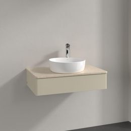 Villeroy & Boch Villeroy und Boch Antao Waschtisch-Unterschrank K08053HJ 80x19x50cm, Hahnloch, Waschbeckenplattenfarbe botticino, silk grey matt lacquer