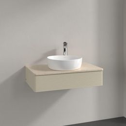 Villeroy & Boch Villeroy und Boch Antao Waschtisch-Unterschrank K08153HJ 80x19x50cm, Hahnloch, Waschbeckenplattenfarbe botticino, silk grey matt lacquer