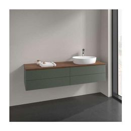 Villeroy & Boch Villeroy und Boch Antao Waschtisch-Unterschrank K27152HL 160x36x50cm, Hahnloch, Waschbeckenplattenfarbe warm walnut, leaf green matt lacquer
