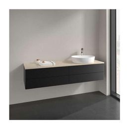 Villeroy & Boch Villeroy und Boch Antao Waschtisch-Unterschrank K27153PD 160x36x50cm, Hahnloch, Waschbeckenplattenfarbe botticino, black matt lacquer