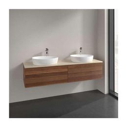 Villeroy & Boch Villeroy und Boch Antao Waschtisch-Unterschrank L28113HM mit Beleuchtung, 4 Ausz&uuml;ge, 1600 x 360 x 500 mm, Front mit Struktur, Warm Walnut / Botticino