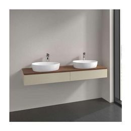 Villeroy & Boch Villeroy und Boch Antao Waschtisch-Unterschrank L17152HJ mit Beleuchtung, 2 Ausz&uuml;ge, 1600 x 190 x 500 mm, Front mit Struktur, Silk Grey Matt Lacquer / Warm Walnut