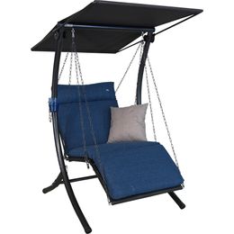 Angerer Freizeitm&ouml;bel Hollywoodschaukel Swing Smart Blau 100 cm x 160 cm individuell verstellbare Sitz- und Liegeposition, Kissen abziehbar und waschb