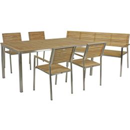 Garden Pleasure Gartenm&ouml;belset 'Denver' f&uuml;r 7 Personen Edelstahl