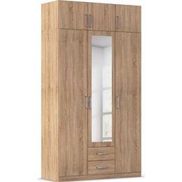 Kleiderschrank Rauch "Schrank Garderobe W&auml;scheschrank GAMMA in 4 Breiten 91-226 cm", eiche sonoma, griffe chrom, B:136cm H:248cm T:54cm, Holzwerkstoff, Schr&auml;nke, Kleiderschrank, mit Schubladen und Schrankaufsatz sowie Spiegel MADE IN GERMANY