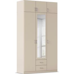Kleiderschrank Rauch "Schrank Garderobe W&auml;scheschrank GAMMA in 4 Breiten 91-226 cm", beige (champagner), griffe alu, B:136cm H:248cm T:54cm, Holzwerkstoff, Schr&auml;nke, Kleiderschrank, mit Schubladen und Schrankaufsatz sowie Spiegel MADE IN GERMANY