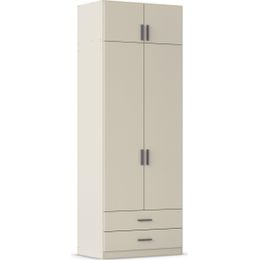 Kleiderschrank Rauch "Schrank Garderobe W&auml;scheschrank GAMMA in 4 Breiten 91-226 cm", beige (champagner), griffstangen graumetallic, B:91cm H:248cm T:54cm, Holzwerkstoff, Schr&auml;nke, Kleiderschrank, mit Schubladen und Schrankaufsatz, schlichtes Design MADE IN GERMANY