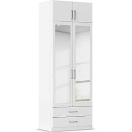 Kleiderschrank Rauch "Schrank Garderobe W&auml;scheschrank GAMMA in 4 Breiten 91-226 cm", alpinwei&szlig;, griffe chrom, B:91cm H:248cm T:54cm, Holzwerkstoff, Schr&auml;nke, Kleiderschrank, mit Schubladen und Schrankaufsatz sowie Spiegel MADE IN GERMANY