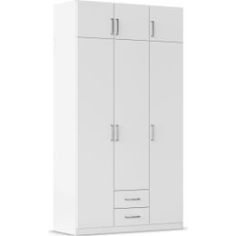 Kleiderschrank Rauch "Schrank Garderobe W&auml;scheschrank GAMMA in 4 Breiten 91-226 cm", alpinwei&szlig;, griffe chrom, B:136cm H:248cm T:54cm, Holzwerkstoff, Schr&auml;nke, Kleiderschrank, mit Schubladen und Schrankaufsatz, schlichtes Design MADE IN GERMANY