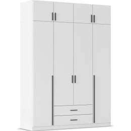 Kleiderschrank Rauch "Schrank Garderobe W&auml;scheschrank GAMMA in 4 Breiten 91-226 cm", alpinwei&szlig;, griffstangen graumetallic, B:181cm H:248cm T:54cm, Holzwerkstoff, Schr&auml;nke, Kleiderschrank, mit Schubladen und Schrankaufsatz, schlichtes Design MADE IN GERMANY