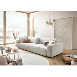 Big-Sofa 3C CANDY "Yoshy Mega Sofa mit Komfortfunktionen, modern und bequem", grau (hellgrau), B:298cm H:74cm T:120cm, 88% Polyester, 12% Polyacryl, Sofas, Big-Sofa, Zwei Sitztiefen durch verstellbare R&uuml;ckenlehne, Bezug in Cord