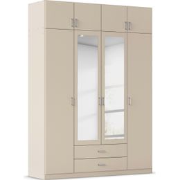 Kleiderschrank Rauch "Schrank Garderobe W&auml;scheschrank GAMMA in 4 Breiten 91-226 cm", beige (champagner), griffe alu, B:181cm H:248cm T:54cm, Holzwerkstoff, Schr&auml;nke, Kleiderschrank, mit Schubladen und Schrankaufsatz sowie Spiegel MADE IN GERMANY