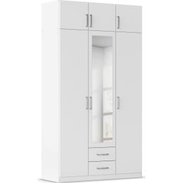 Kleiderschrank Rauch "Schrank Garderobe W&auml;scheschrank GAMMA in 4 Breiten 91-226 cm", alpinwei&szlig;, griffe chrom, B:136cm H:248cm T:54cm, Holzwerkstoff, Schr&auml;nke, Kleiderschrank, mit Schubladen und Schrankaufsatz sowie Spiegel MADE IN GERMANY