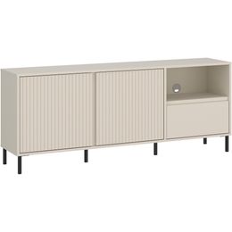 Lowboard Home Affaire "AVENALE", cashmir, Sideboards, B/H/T: 157,8cm x 65,4cm x 40cm, Holzwerkstoff, MDF, Melamin, Lowboard, Lowboard mit Metallf&uuml;&szlig;en, Breite 158 cm, Soft Close, Fronten geriffelt, B:157,8cm H:65,4cm T:40cm
