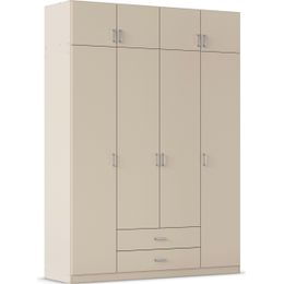 Kleiderschrank Rauch "Schrank Garderobe W&auml;scheschrank GAMMA in 4 Breiten 91-226 cm", beige (champagner), griffe alu, B:181cm H:248cm T:54cm, Holzwerkstoff, Schr&auml;nke, Kleiderschrank, mit Schubladen und Schrankaufsatz, schlichtes Design MADE IN GERMANY
