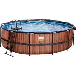 Framepool EXIT "inkl. multifunktionaler Abdeckung & W&auml;rmepumpe", braun, H:122cm &Oslash;:488cm, Schwimmbecken, &Oslash;xH: 488x122 cm, mit Sandfilteranlage und Sicherheitsleiter