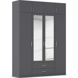 Kleiderschrank Rauch "Schrank Garderobe W&auml;scheschrank GAMMA in 4 Breiten 91-226 cm", graumetallic, griffe chrom, B:181cm H:248cm T:54cm, Holzwerkstoff, Schr&auml;nke, Kleiderschrank, mit Schubladen und Schrankaufsatz sowie Spiegel MADE IN GERMANY