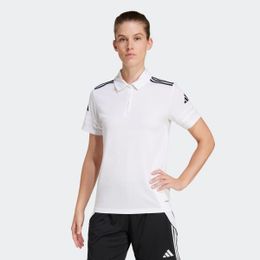 Poloshirt adidas Performance "SQUADRA25 COTTON", Damen, Gr. L, schwarz-wei&szlig; (wei&szlig;, schwarz), Obermaterial: 65% Polyester, 35% Baumwolle, Shirts, sportlicher Stil, mit Druckknopfverschluss