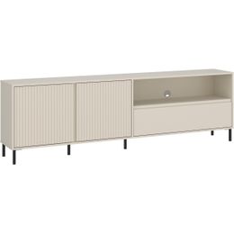Lowboard Home Affaire "AVENALE", cashmir, Sideboards, B/H/T: 207,8cm x 64,5cm x 40cm, Holzwerkstoff, MDF, Melamin, Lowboard, Lowboard mit Metallf&uuml;&szlig;en, Breite 208 cm, Soft Close, Fronten geriffelt, B:207,8cm H:64,5cm T:40cm