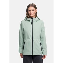 Outdoorjacke Marikoo "Katzilein", Damen, Gr. M, smokey mint, Obermaterial: 100% Polyester; Futter: 100% Polyester; Wattierung: 100% Polyester; &Auml;rmelfutter: 100% Polyester, Jacken Outdoorjacke, Leichte &Uuml;bergangsjacke mit Kapuze und Kordelzug