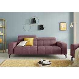 2,5-Sitzer DOMO collection "Cunelli zeitlos und elegant, moderne Sitzn&auml;hte als Designelement", lila (beere), B:238cm H:79cm T:104cm, Sofas, wahlweise mit 6-fach verstellbaren Kopfteilen, fester Sitzkomfort
