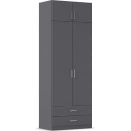 Kleiderschrank Rauch "Schrank Garderobe W&auml;scheschrank GAMMA in 4 Breiten 91-226 cm", graumetallic, griffe chrom, B:91cm H:248cm T:54cm, Holzwerkstoff, Schr&auml;nke, Kleiderschrank, mit Schubladen und Schrankaufsatz, schlichtes Design MADE IN GERMANY