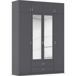 Kleiderschrank Rauch "Schrank Garderobe W&auml;scheschrank GAMMA in 4 Breiten 91-226 cm", graumetallic, griffe alu, B:181cm H:248cm T:54cm, Holzwerkstoff, Schr&auml;nke, Kleiderschrank, mit Schubladen und Schrankaufsatz sowie Spiegel MADE IN GERMANY