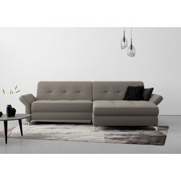 Ecksofa Home Affaire "Maredo L-Form", braun (schlamm), B:284cm H:89cm T:179cm, 100% Polyester, Sofas, Ecksofa, Federkern, wahlweise auch mit Kopfteil- und Armlehnverstellung