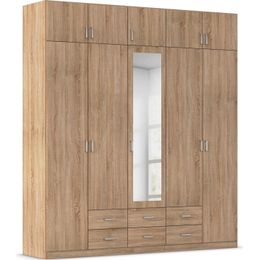 Kleiderschrank Rauch "Schrank Garderobe W&auml;scheschrank GAMMA in 4 Breiten 91-226 cm", eiche sonoma, griffe alu, B:226cm H:248cm T:54cm, Holzwerkstoff, Schr&auml;nke, Kleiderschrank, mit Schubladen und Schrankaufsatz sowie Spiegel MADE IN GERMANY