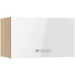 Klapph&auml;ngeschrank KOCHSTATION, B:60cm H:35,2cm T:34,6cmwei&szlig; glanz, eiche hell, Schr&auml;nke, "KS-Lucy", Breite 60 cm, mit 1 Klappe inkl. Gasdruckd&auml;mpfer