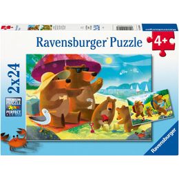 Puzzle Ravensburger "2x24, Urlaubstr&auml;ume", bunt, Puzzles, KinderB:26cm H:18cm, Pappe, Motiv, Made in Europe, B:26cm H:18cm