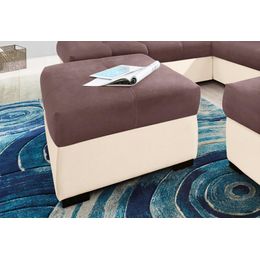 Hocker COTTA, B:100cm H:46cm T:70cmcreme, braun, Edles Flachgewebe ( 100% Polyester ) / Feine Struktur ( 100% Polyester );Kunstleder SOFTLUX /