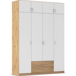 Kleiderschrank Rauch "Schrank Garderobe W&auml;scheschrank GAMMA in 4 Breiten 91-226 cm", eiche artisan, alpinwei&szlig;, griffe alu, B:181cm H:248cm T:54cm, Holzwerkstoff, Schr&auml;nke, Kleiderschrank, mit Schubladen und Schrankaufsatz, schlichtes Design MADE IN GERMANY