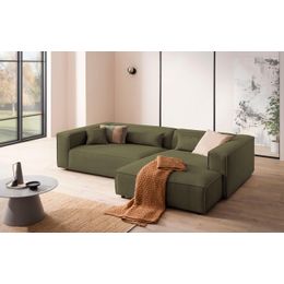 Ecksofa "PIARA XXL, Big-Sofa, Cord, Leinenoptik o. Strukturstoff, L-Form", gr&uuml;n (khaki), B:288cm H:66cm T:198cm, 100% Polyester, LeGer Home by Lena Gercke, Sofas, Ecksofa, wahlweise Ottomane rechts/links, Kedernaht, extra tiefe Sitzfl&auml;che
