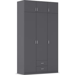 Kleiderschrank Rauch "Schrank Garderobe W&auml;scheschrank GAMMA in 4 Breiten 91-226 cm", graumetallic, griffe alu, B:136cm H:248cm T:54cm, Holzwerkstoff, Schr&auml;nke, Kleiderschrank, mit Schubladen und Schrankaufsatz, schlichtes Design MADE IN GERMANY