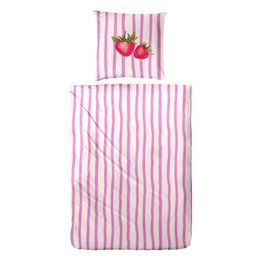 Bettw&auml;sche Primera "Renforce-Bettw&auml;sche Lemon stripes", pink, B/L: 155cm x 220cm, 1 Stk., 1 Stk., Renforc&eacute;, B/L: 80cm x 80cm, 2, Renforc&eacute;, Obermaterial: 100% Baumwolle, Bettw&auml;sche, Bettw&auml;sche